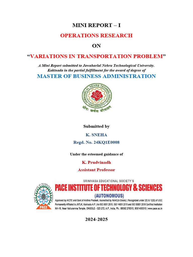 Variations in Transportation Problem Analysis | PDF | Mathematical ...