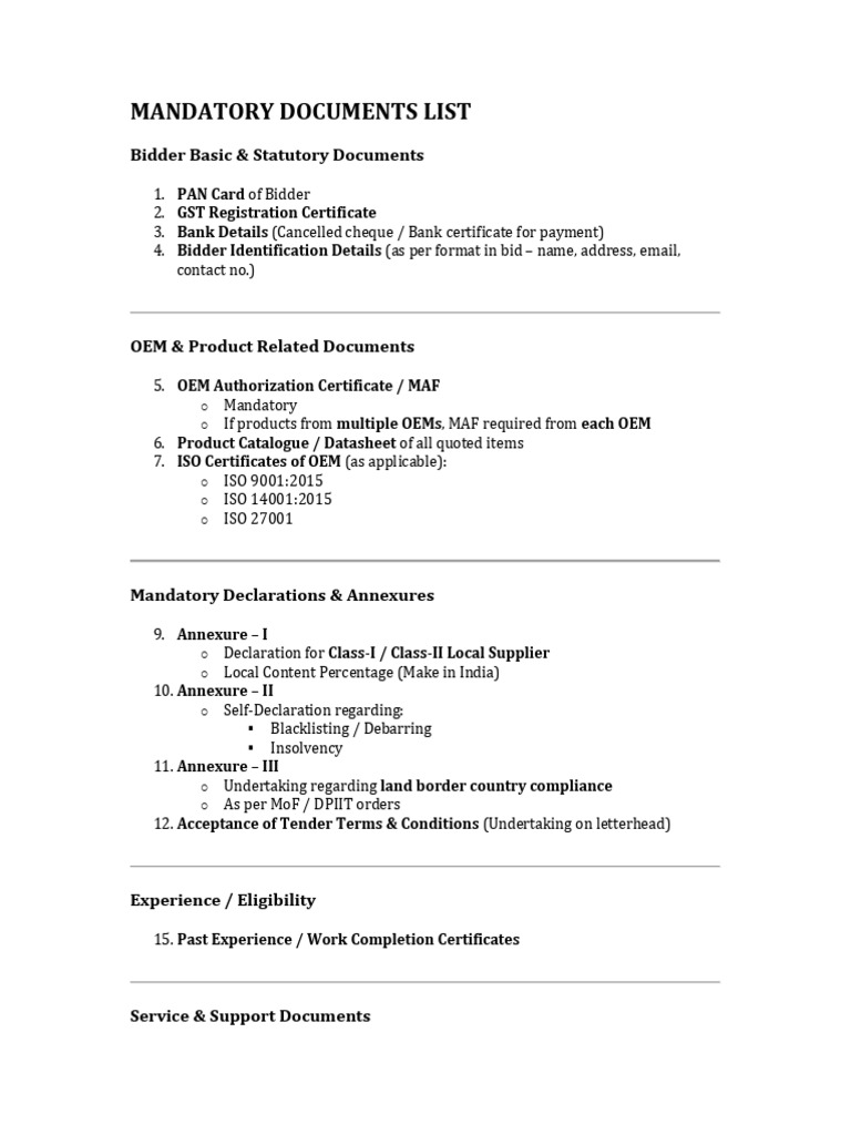 Documents List 3 | PDF