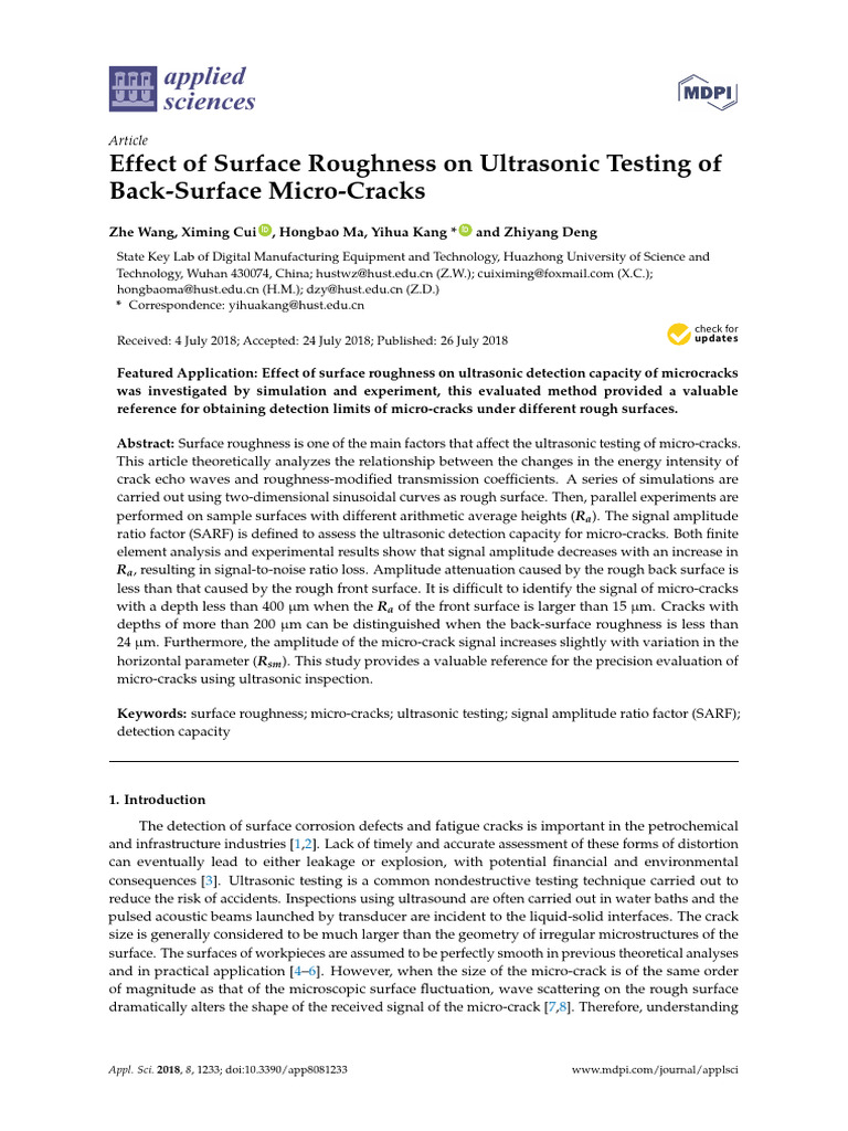 Effect of Surface Roughness on Ultrasonic Testing | PDF | Attenuation ...