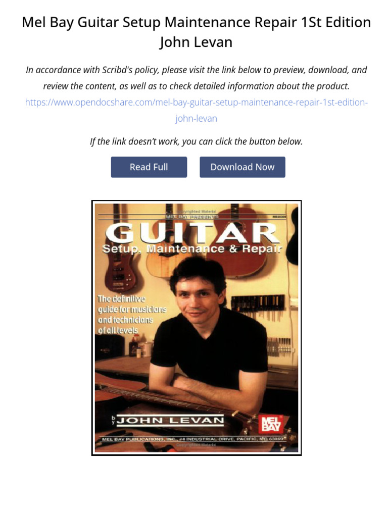 Mel Bay Guitar Setup Maintenance Repair 1st Edition John Levan | PDF