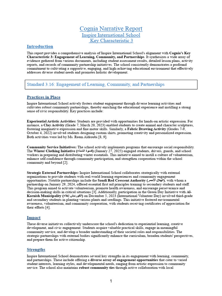 Cognia Narrative Report Key 3 | PDF | Differentiated Instruction | Learning