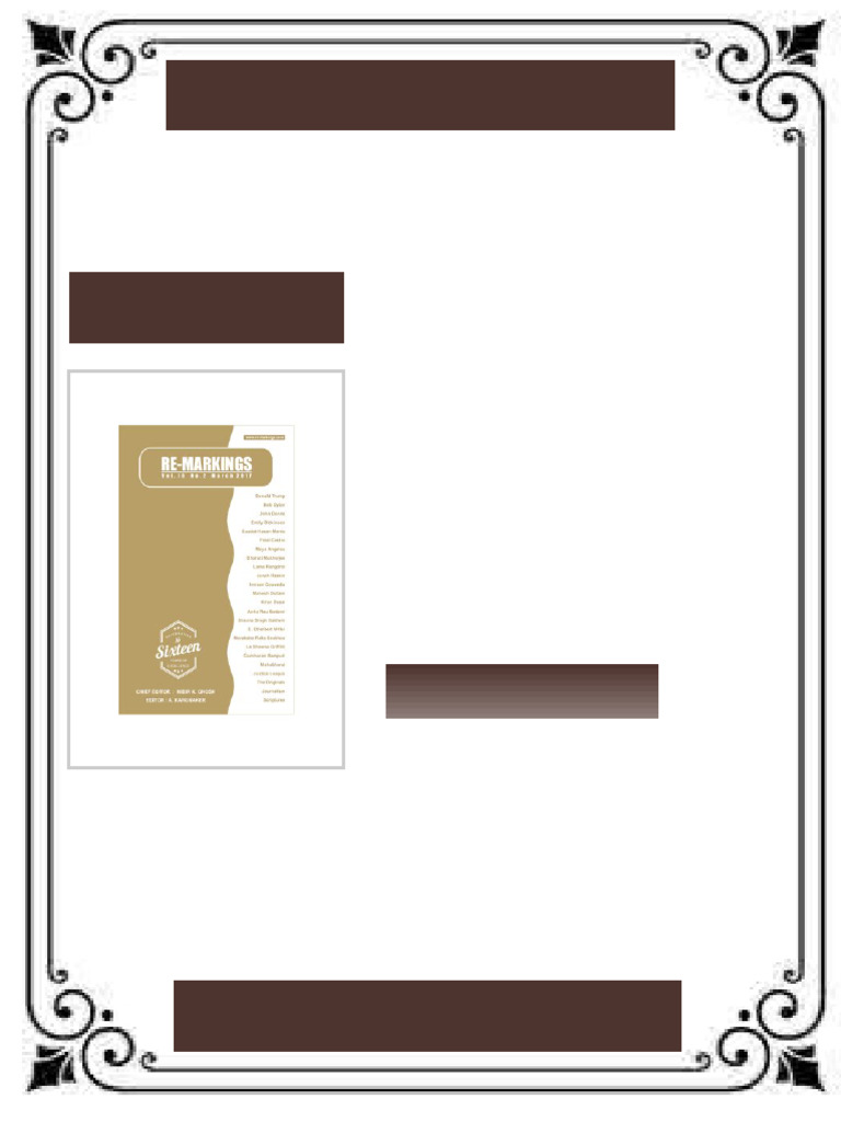 Re Markings a biannual journal of English Letters Nibir K Ghosh (Chief ...