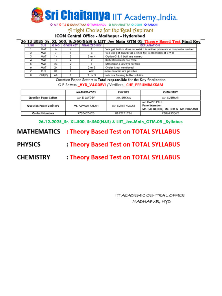26-12-2025_Sr. XL-500, Sr.S60(N&S) & LIIT_Jee-Main_GTM-05_Theory Based ...