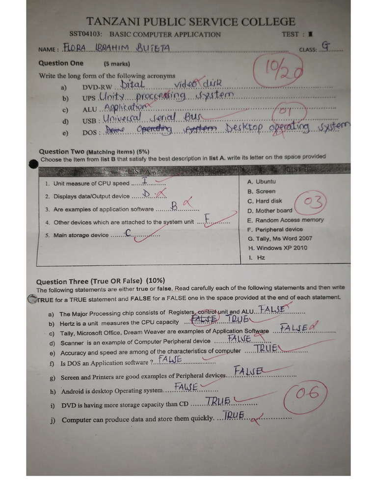 Basic Computer Application Test 2 | PDF