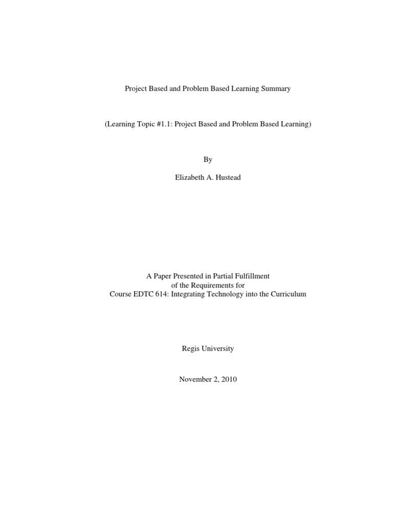 Project Based and Problem Based Learning Summary | PDF | Project Based ...