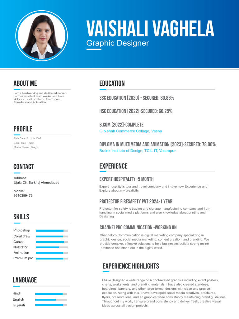 Vaishali Vaghela CV | PDF | Design | Communication Design