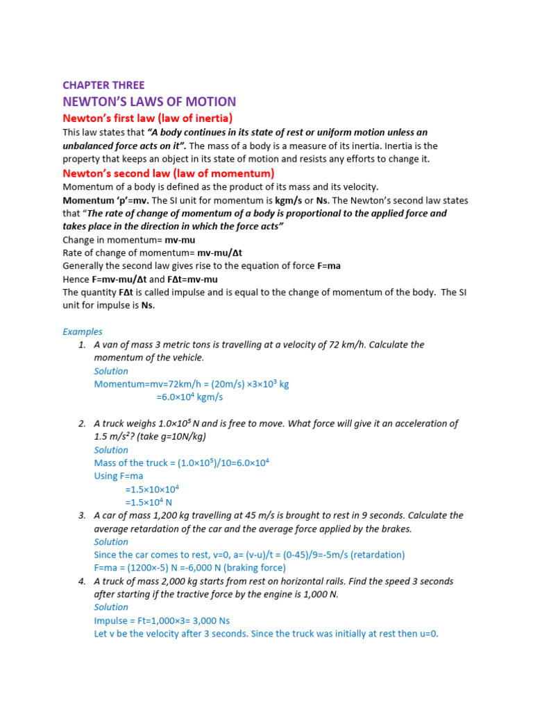 3 Newtons Law of Motion | PDF | Friction | Momentum