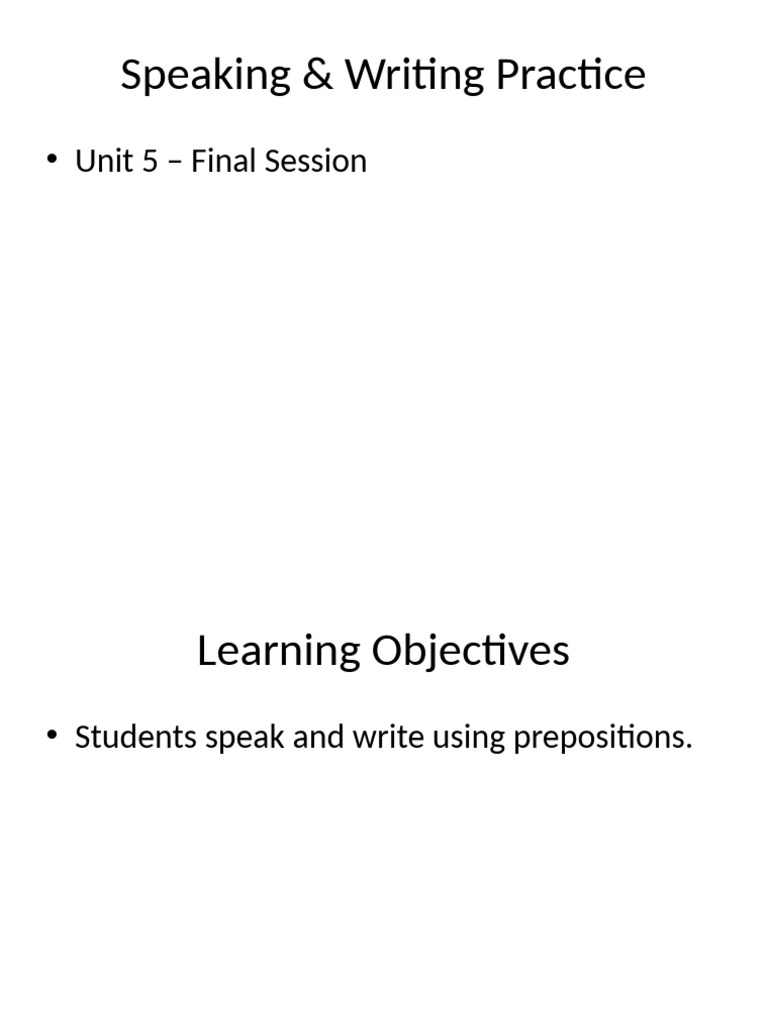 Prepositions Speaking & Writing Practice | PDF