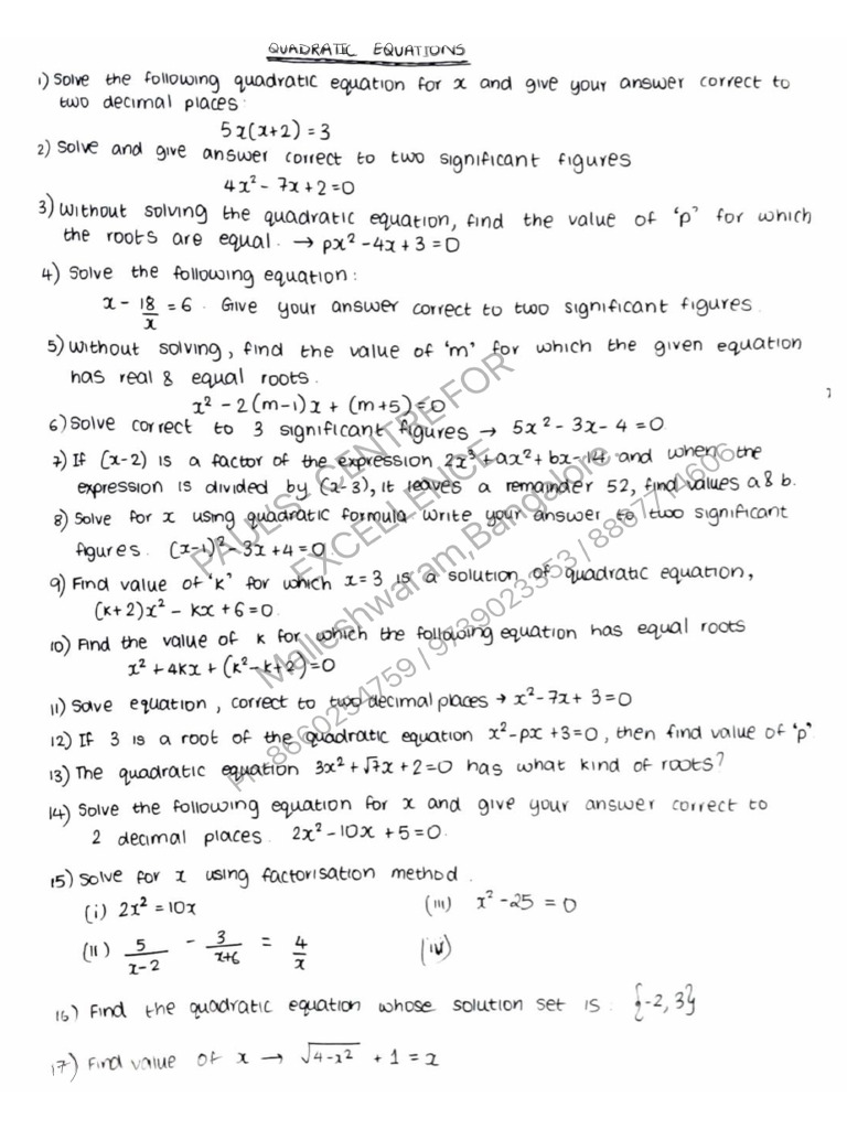 Quadratic Equation | PDF