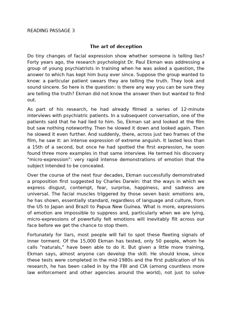 Micro-Expressions and Lie Detection Insights | PDF | Psychology ...