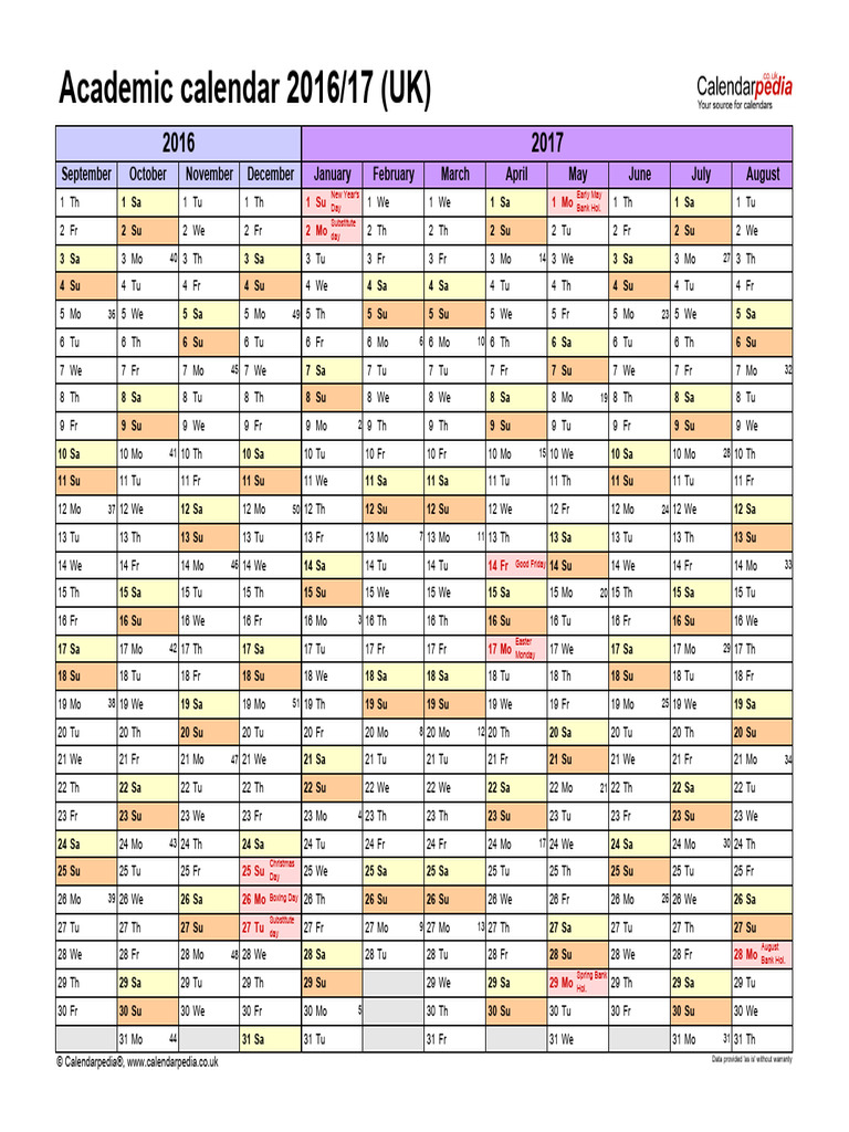 Academic Calendar 2016 2017 Landscape | PDF