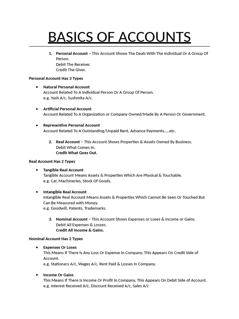 Understanding Types of Accounts in Finance | PDF