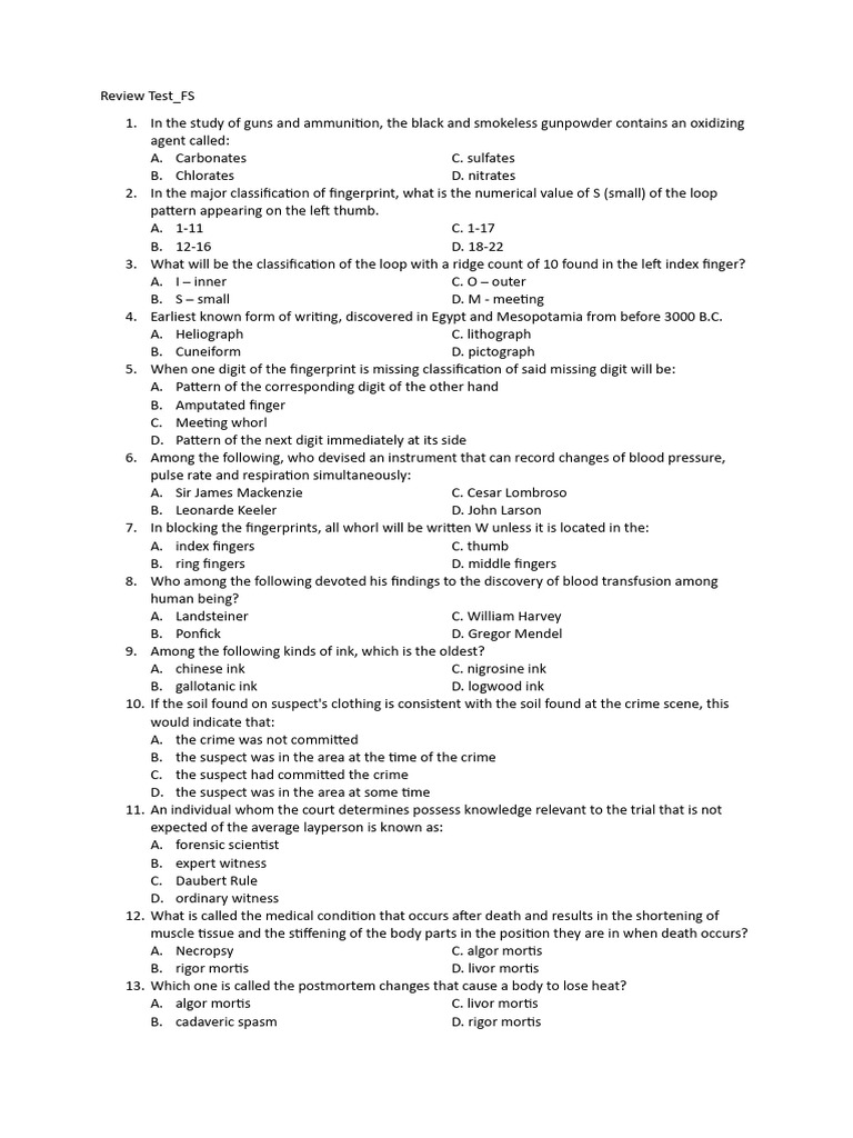 Review Test FS | PDF | Polygraph | Fingerprint