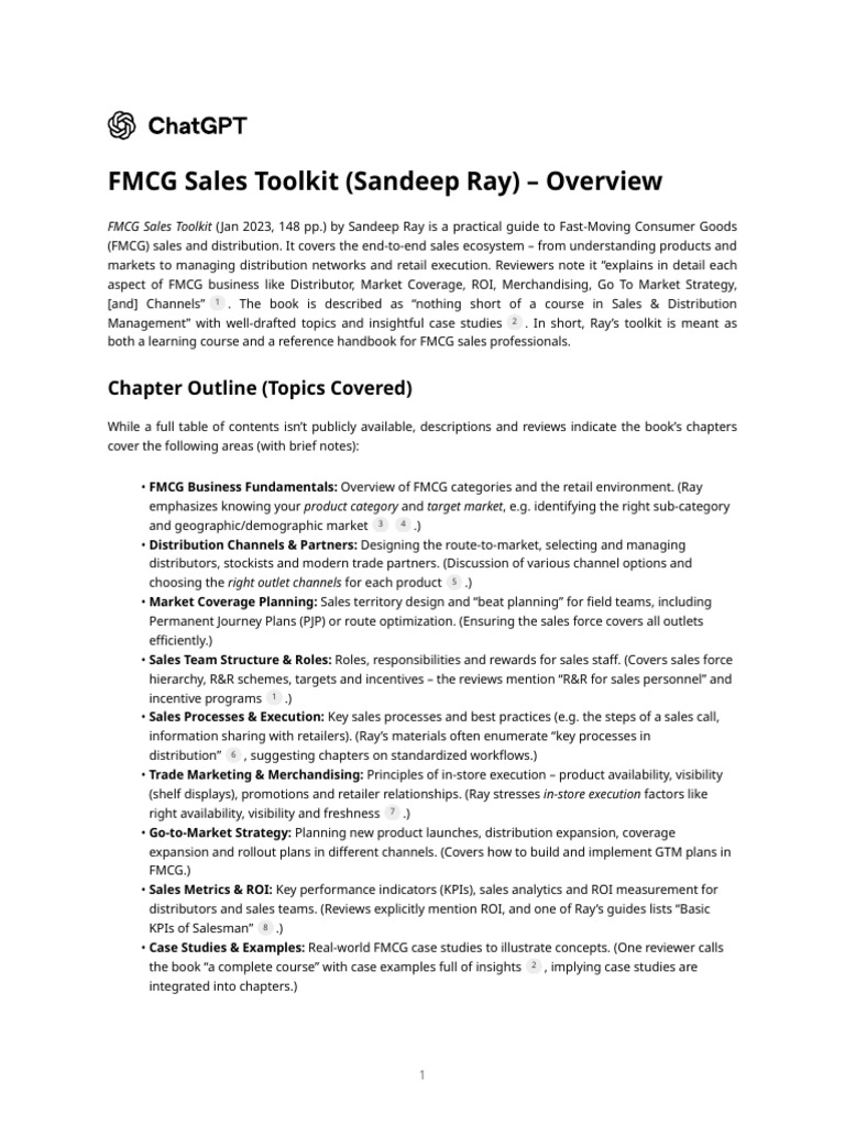 FMCG Sales Toolkit Overview Guide | PDF | Performance Indicator | Retail