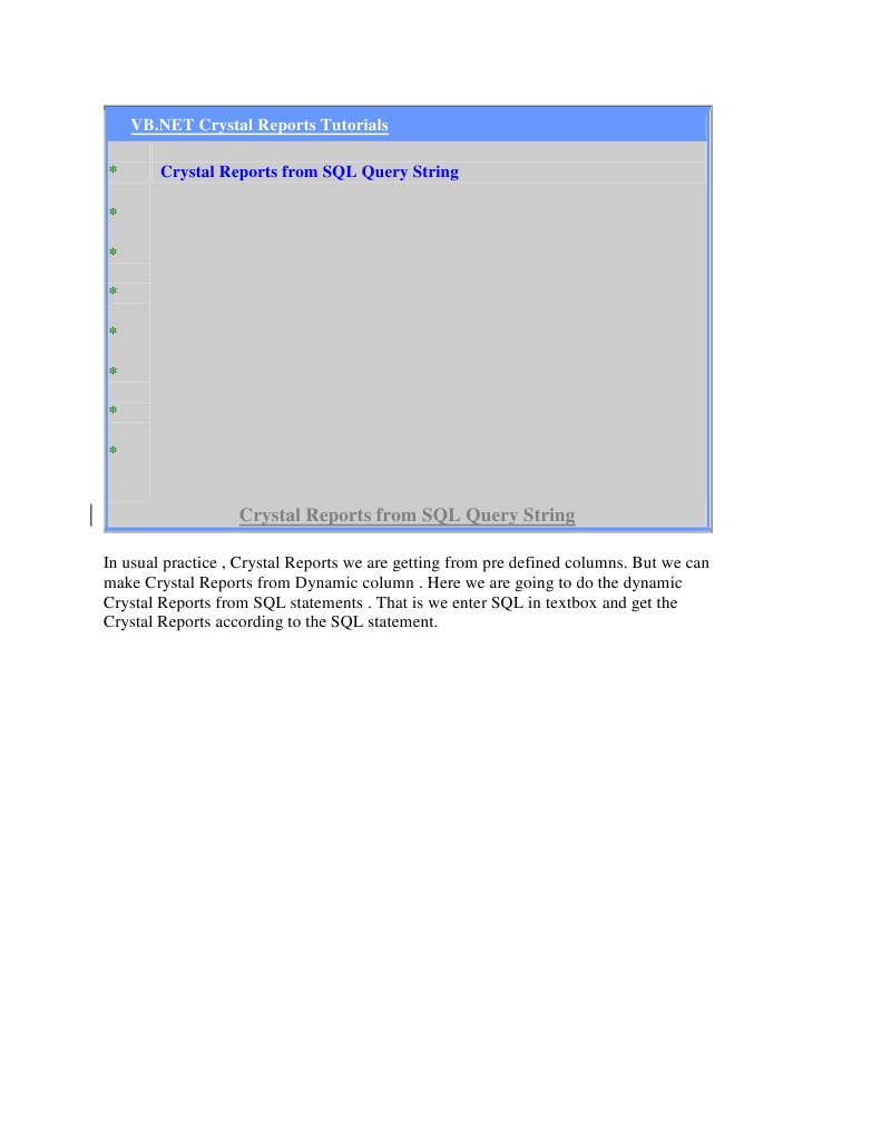 Dynamic Cristal Reports Visual Basic. NET | PDF | Sql | Software Development