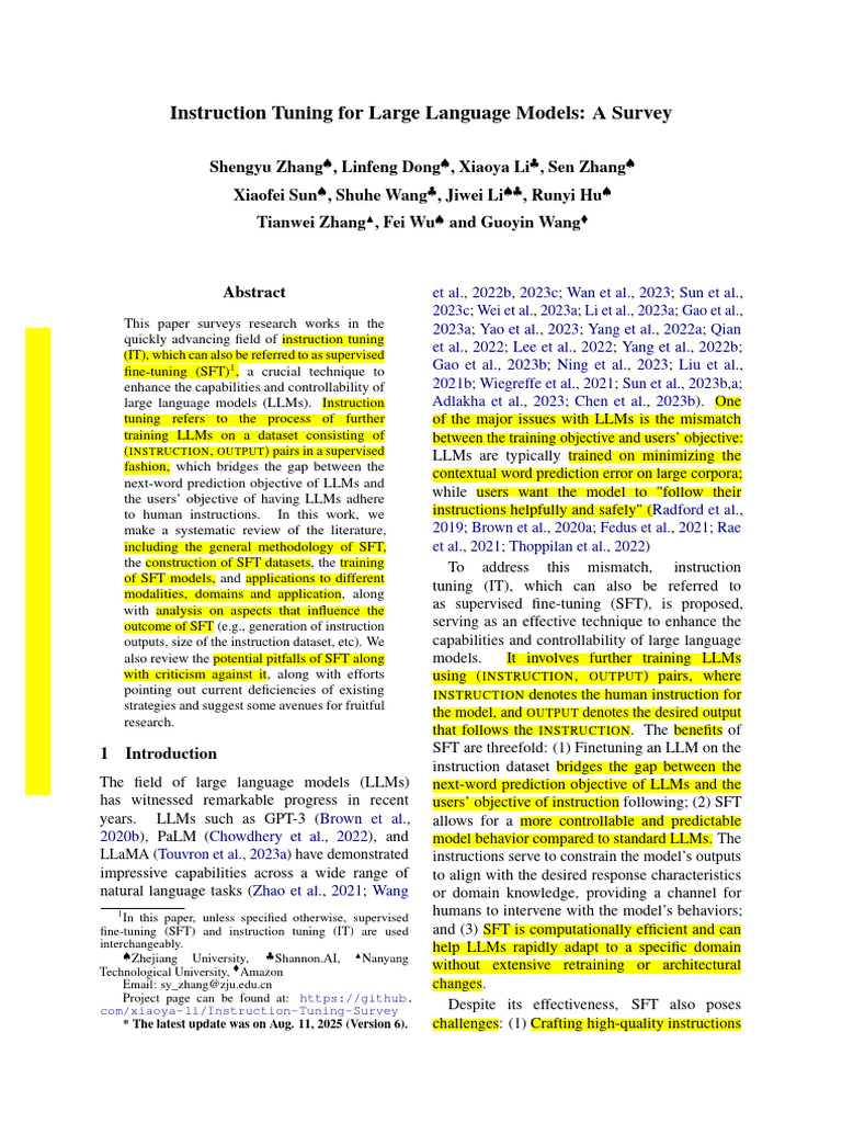 Instruction Tuning for Large Language Models a Survey | PDF | Learning ...