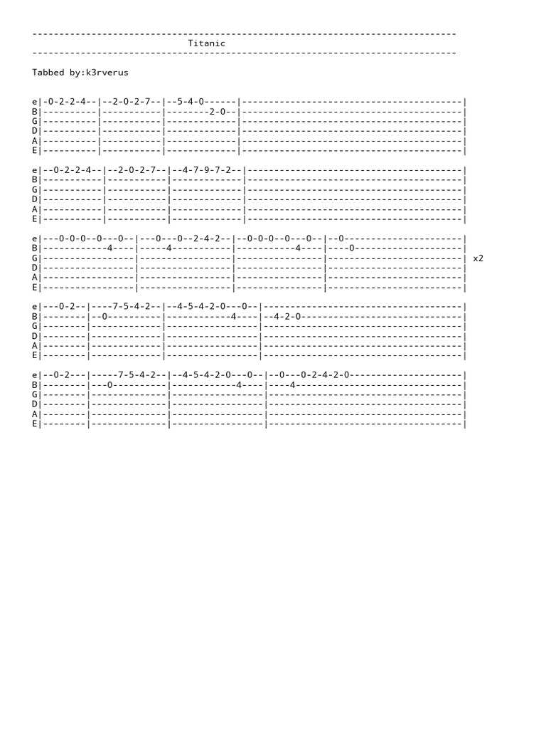 Titanic Guitar Tab Sheet | PDF