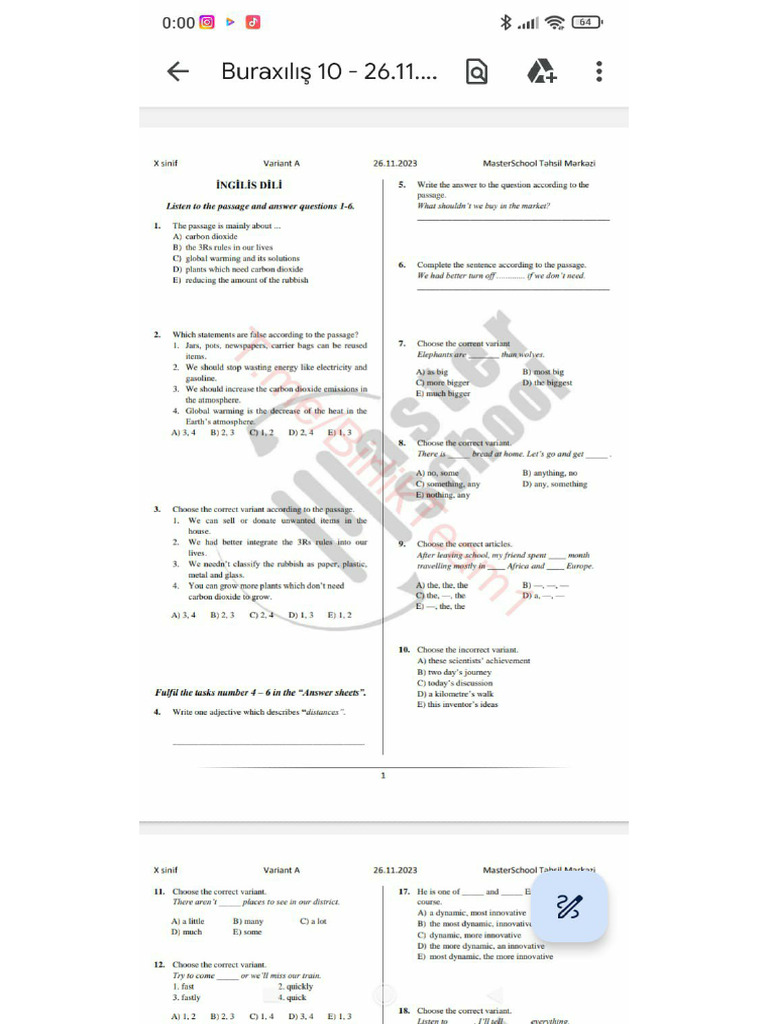 İngilis Dili Master School 10 | PDF
