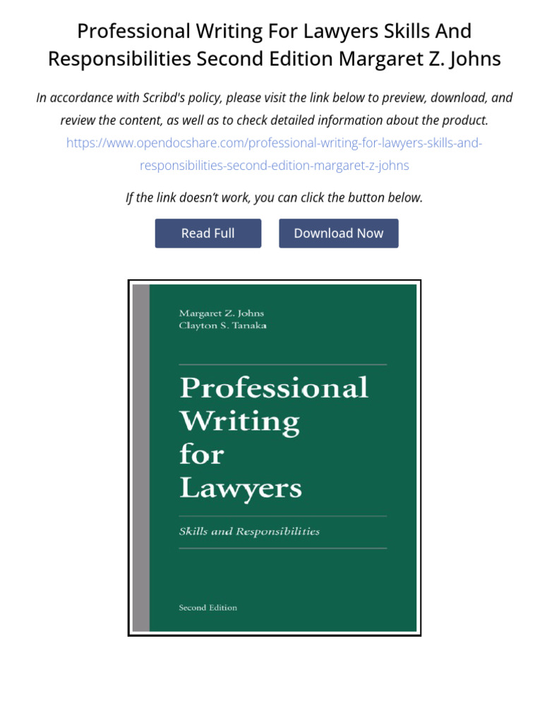 Professional Writing for Lawyers Skills and Responsibilities Second ...