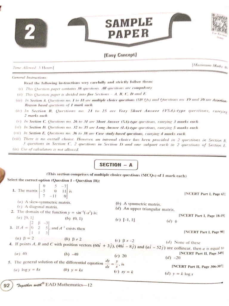 Sample Paper -2 | PDF