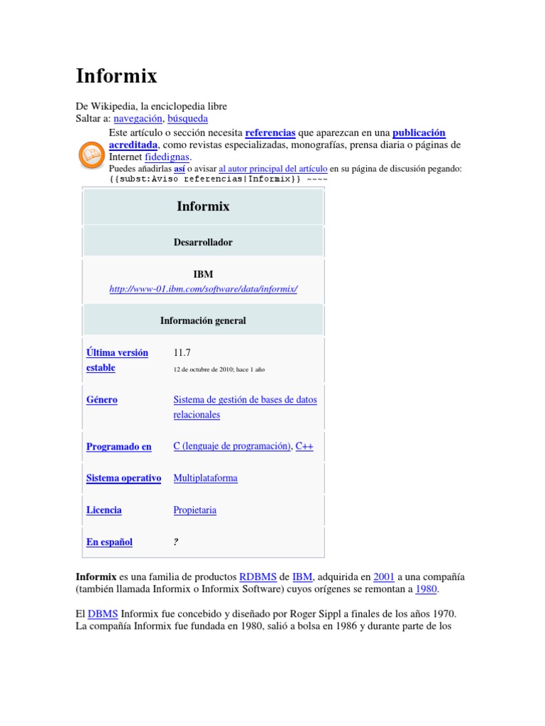 Informix | PDF | Datos de computadora | Software de gestión de datos