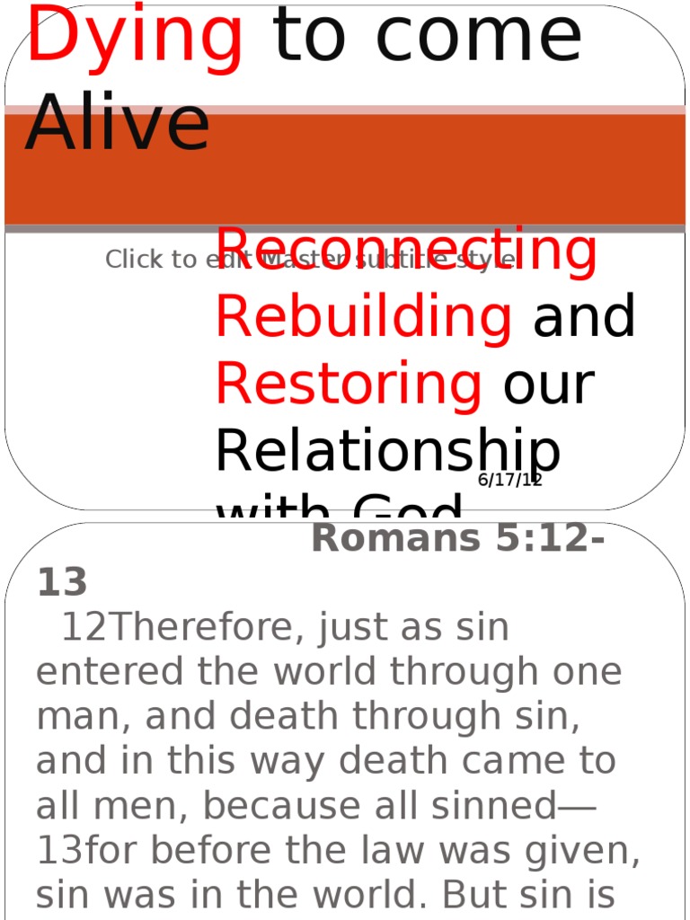 Dying To Come Alive | PDF | Grace In Christianity | Sin