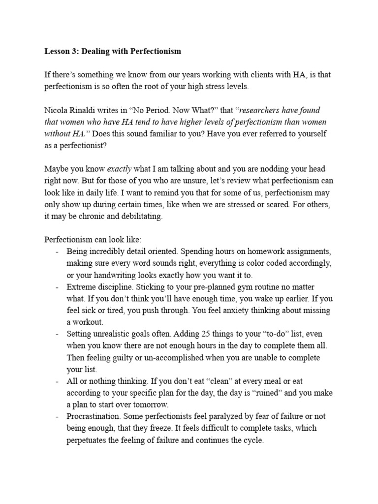 1620856725663lesson 3 Dealing With Perfectionism | PDF | Perfectionism ...