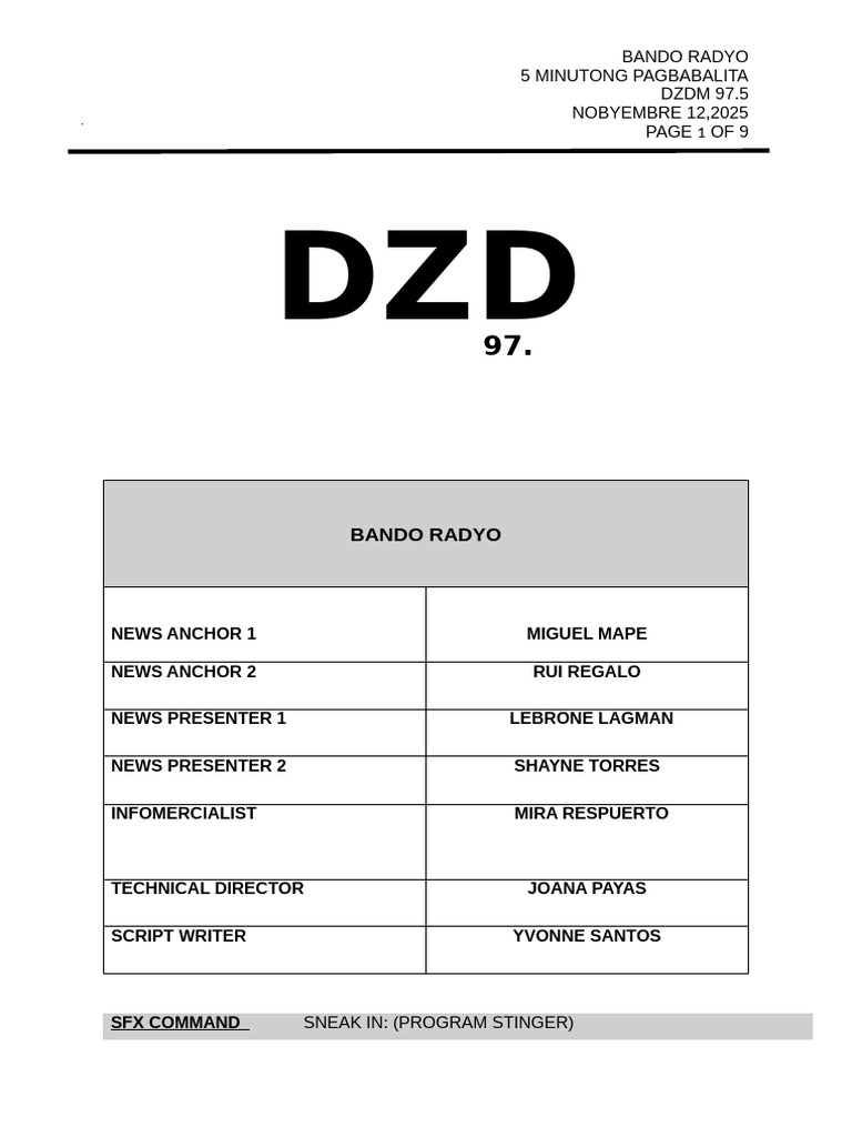 Bando Radyo Nov 12 | PDF