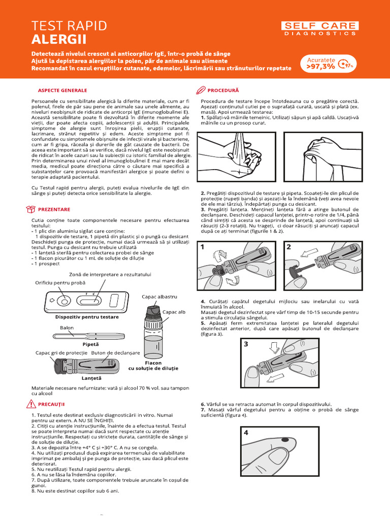 Test Rapid Pentru Alergii 1 Bucata Veda Lab 4638 | PDF
