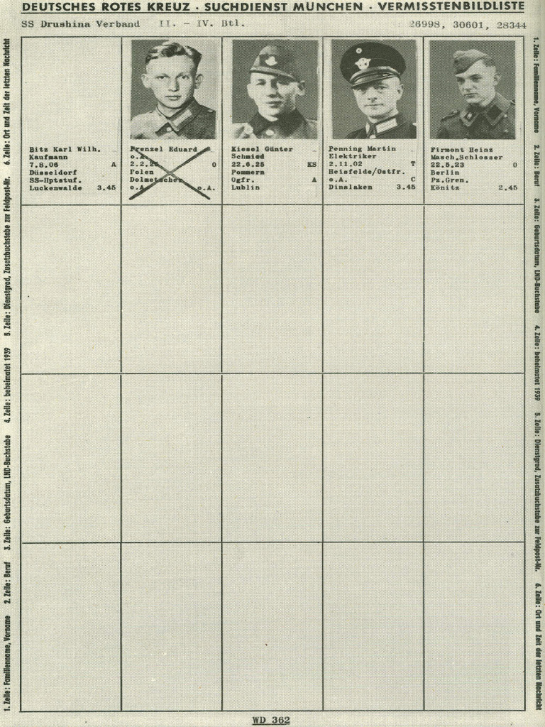 Vermisstenbildliste DRK 1. Nachtrag WC-WE - SS Drushina Verband II. u ...