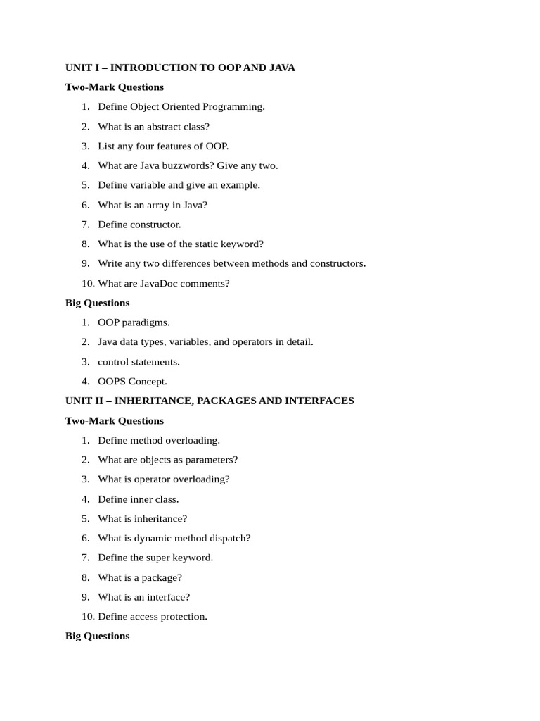 OOPS important | PDF | Method (Computer Programming) | Class (Computer Programming)