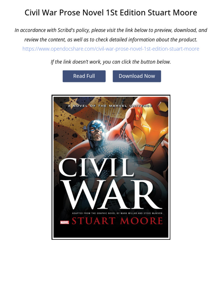 Civil War Prose Novel 1st Edition Stuart Moore full chapters instanly ...