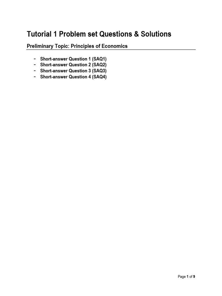 Tutorial 1 - Questions Solutions | PDF | Gross Domestic Product ...