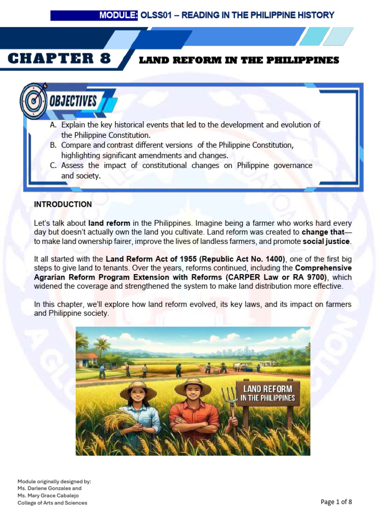 Philippine Land Reform History Overview | PDF | Property Law | Natural ...