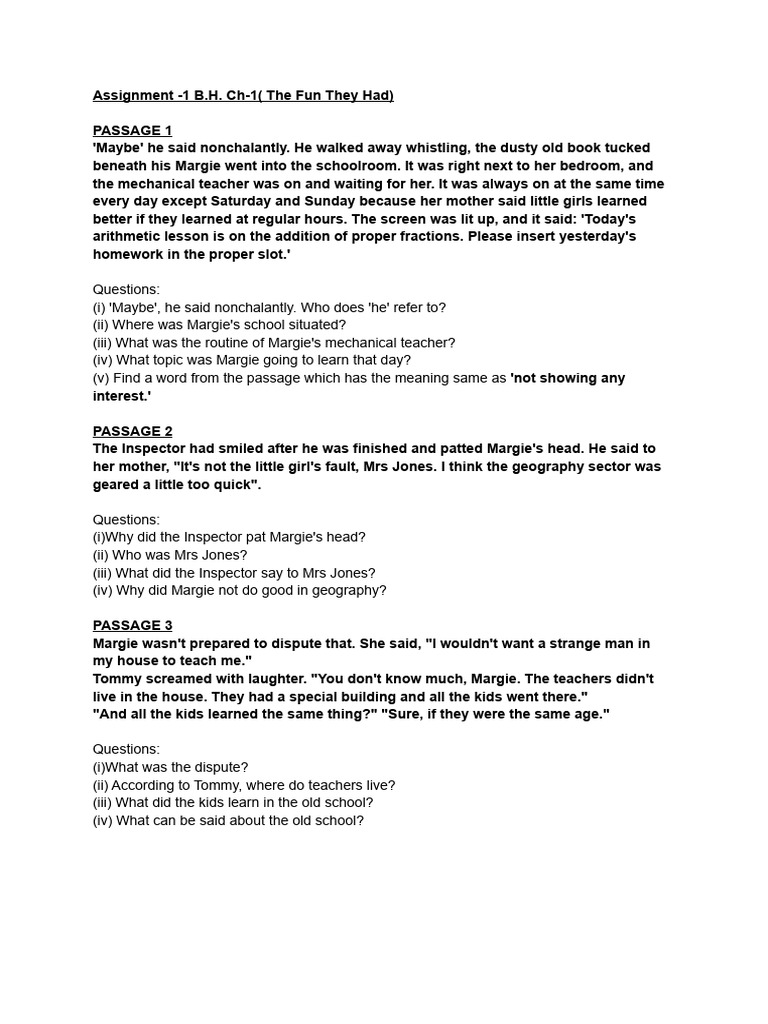 Analysis of "The Fun They Had" | PDF