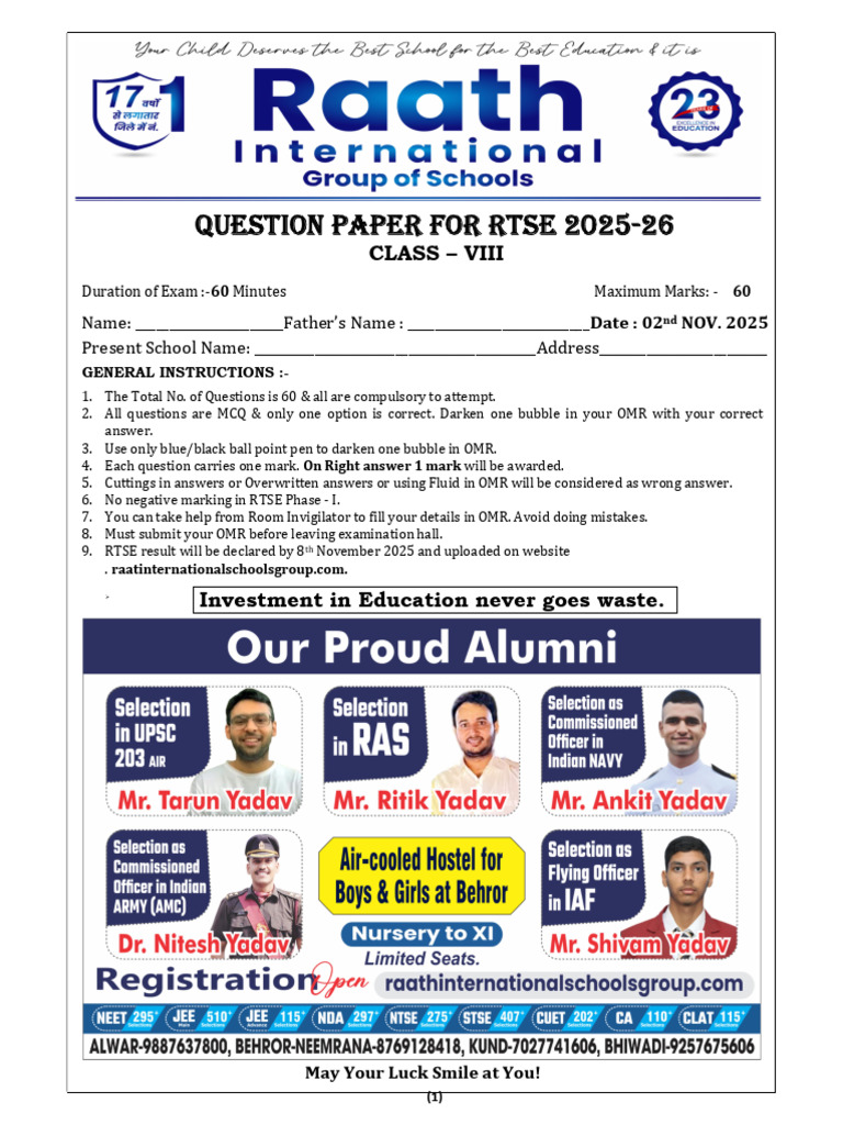 8th Class Paper | PDF | Verb