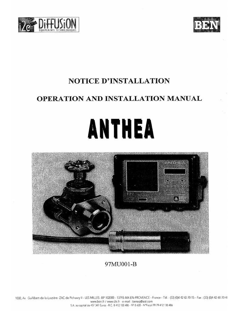 Anthea Speedlog - Operation and Installation Manual - 97MU001-B | PDF