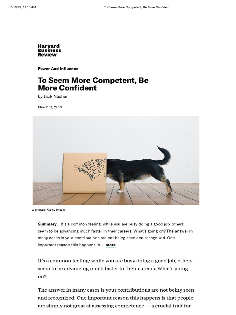 To Seem More Competent, Be More Confident | PDF | Psychology ...