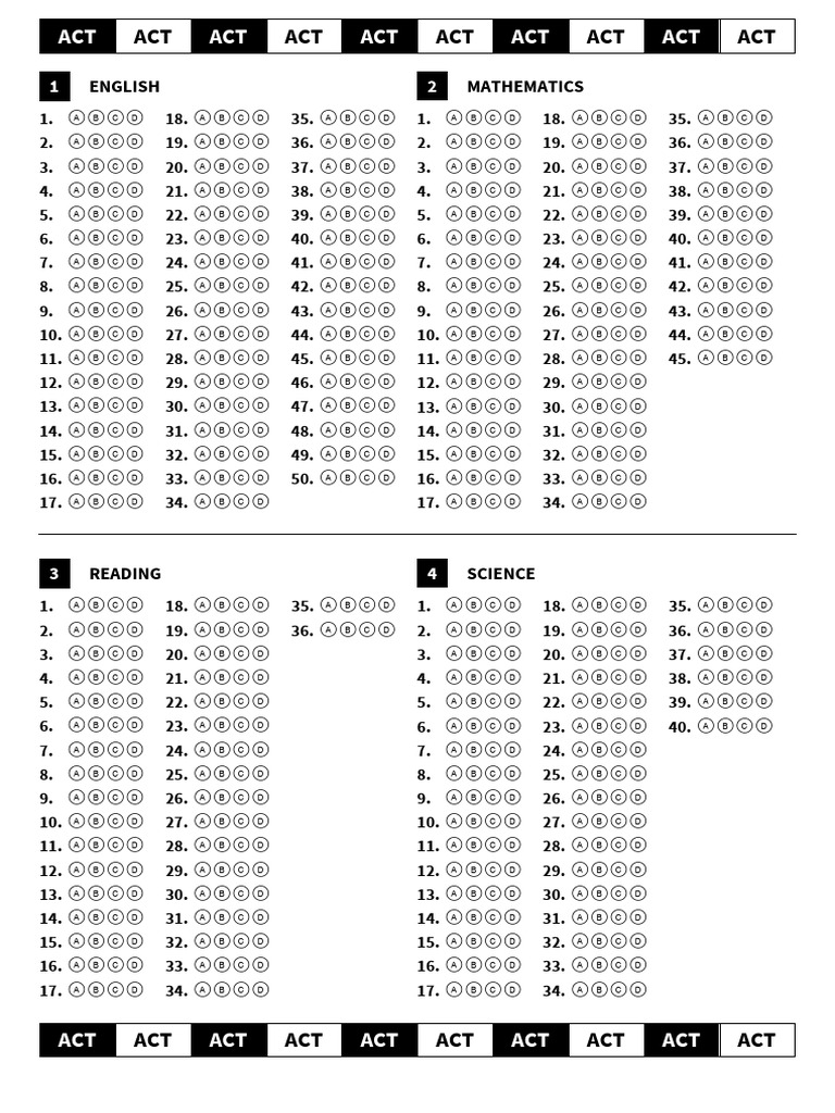 ACT Answer Sheet 26 | PDF | Chess | Chess Openings