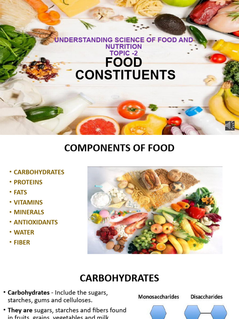 Food Constituents: Carbs, Proteins, Fats | PDF | Carbohydrates | Foods