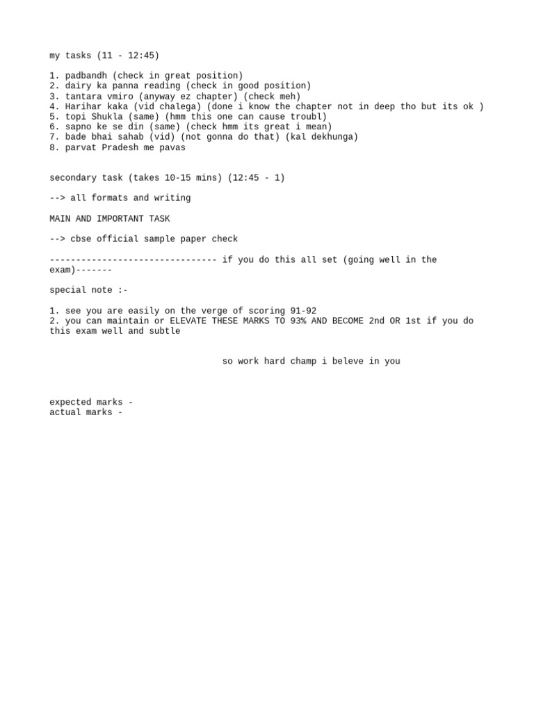 Study Tasks for Exam Success | PDF