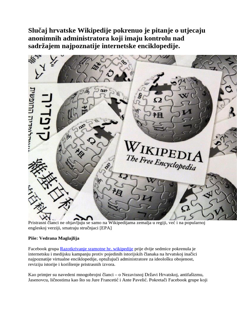 Wikipedija - Povijest Koju Pišu Administratori | PDF