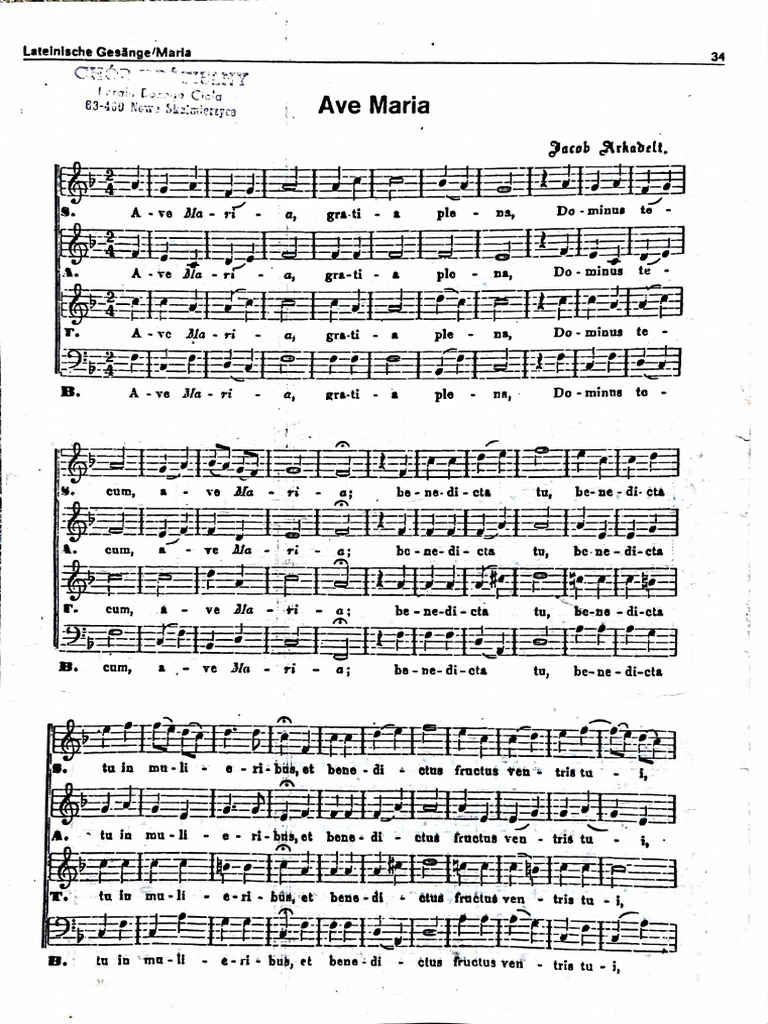 Ave Maria - Jacob Arkadelt | PDF