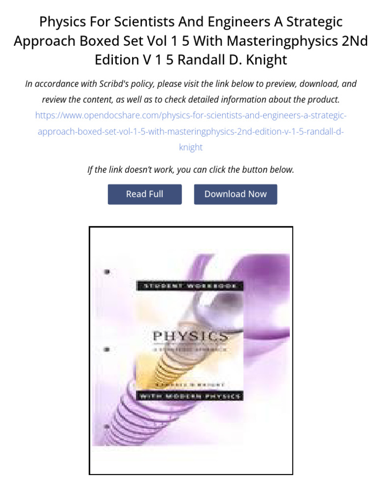 Physics for Scientists and Engineers A Strategic Approach Boxed Set Vol ...