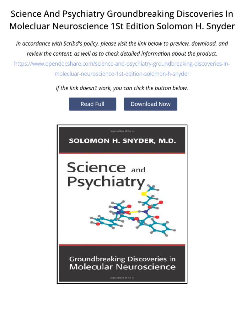 Science and Psychiatry Groundbreaking Discoveries in Molecluar ...