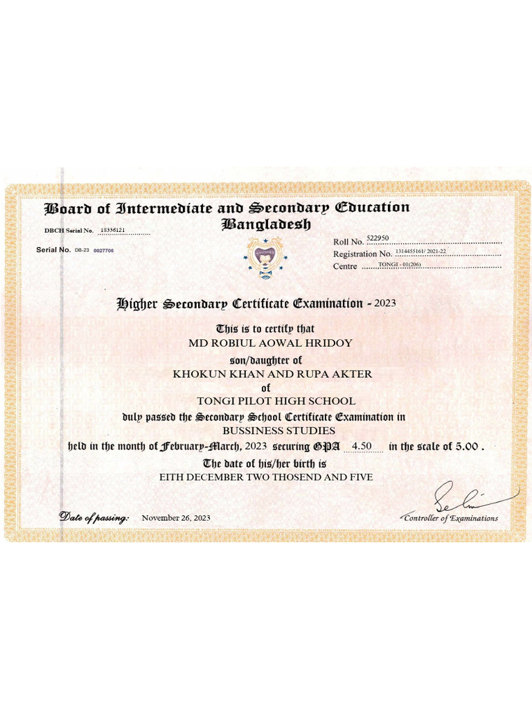 Certificate & Mark Sheet | PDF