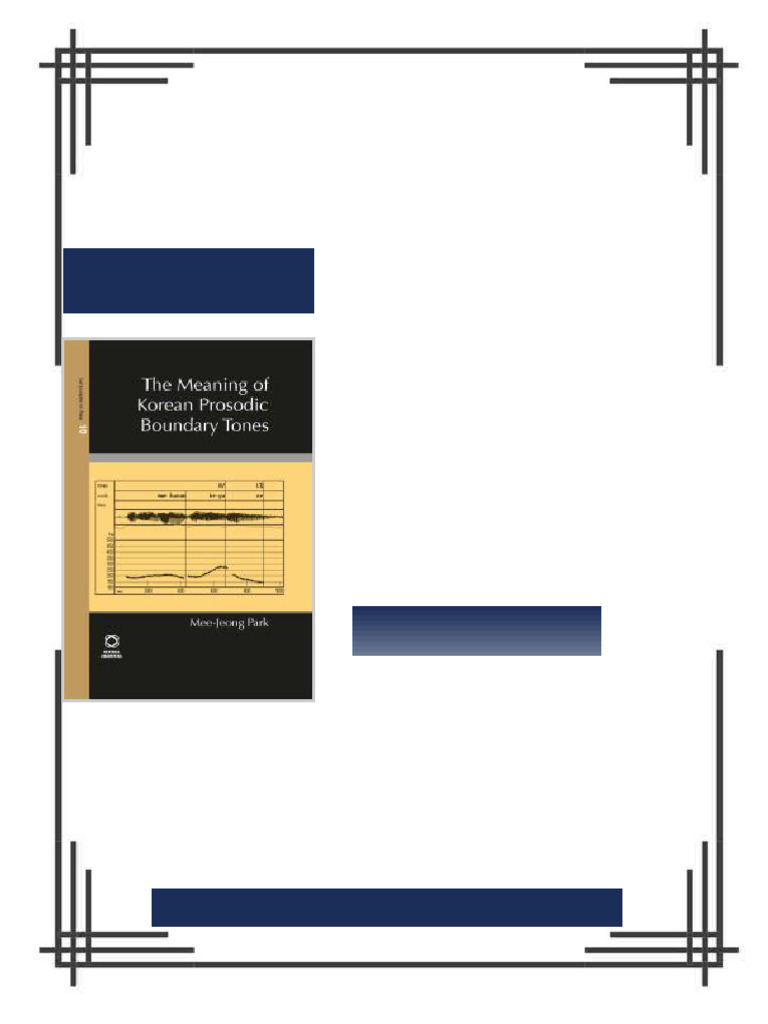The Meaning of Korean Prosodic Boundary Tones 1st Edition Mee-Jeong ...