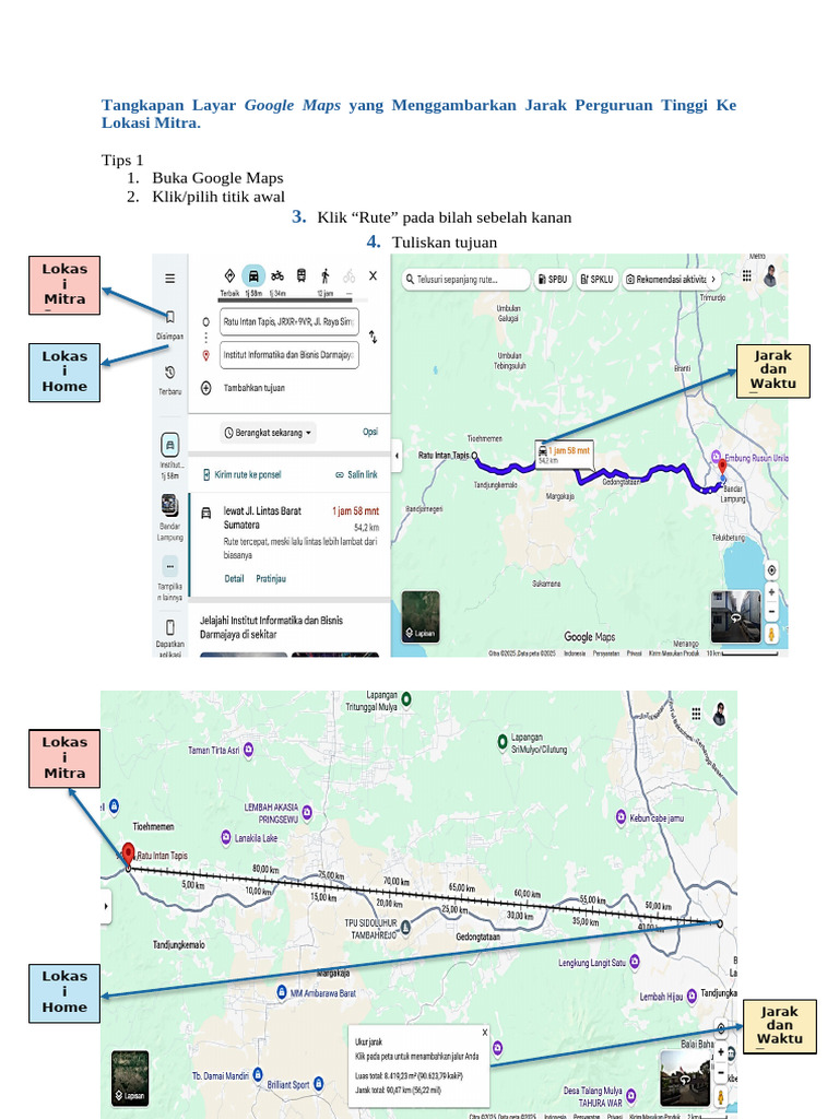 Jarak Perguruan Tinggi ke Mitra di Google Maps | PDF