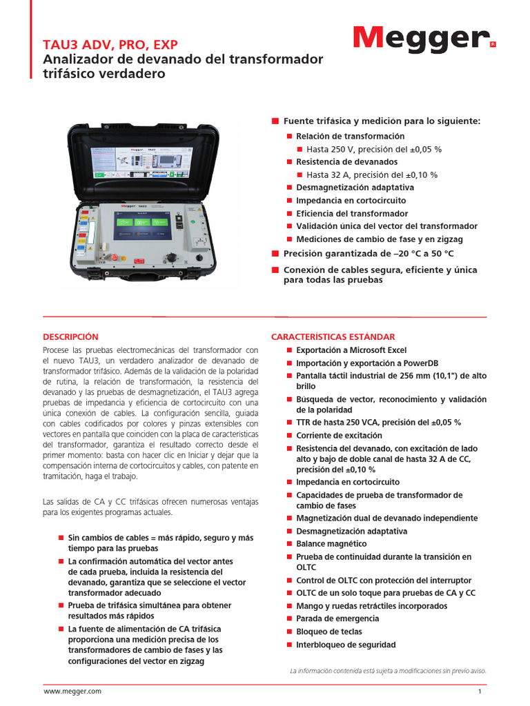 TAU3-ADV-EXP-PRO_ds_es-XL_V020a | PDF | Transformador | Electricidad