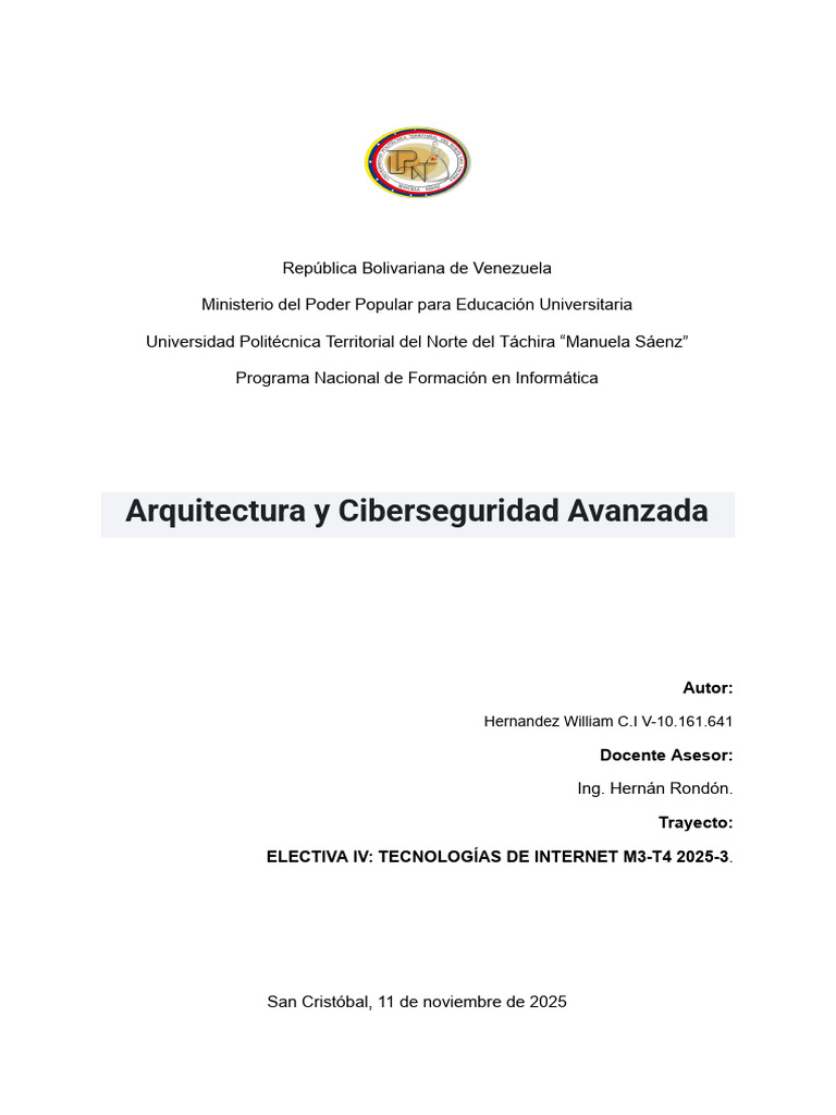 Arquitectura y Ciberseguridad Avanzada - Electiva - William Hernandez | PDF | La seguridad ...